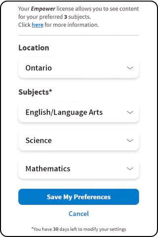 Choose Your Grades and Subjects