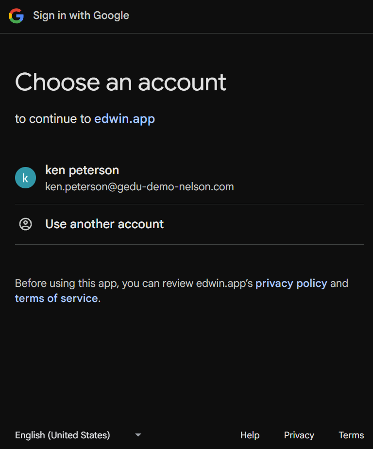 Sign in to Edwin for Students