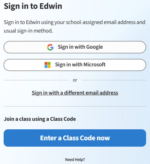 Sign in to Edwin for Students